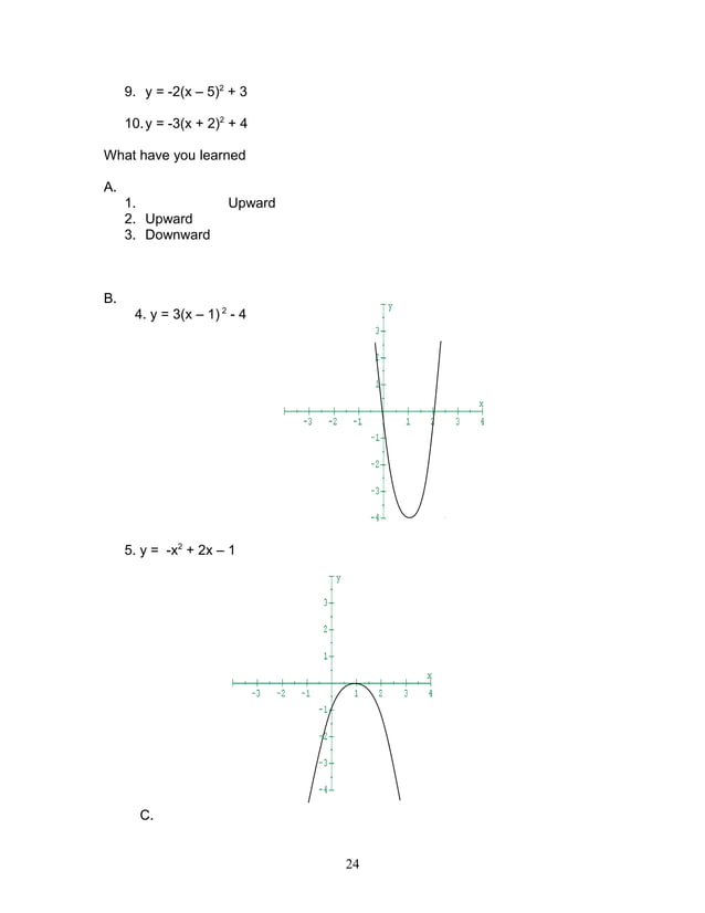 Mathematics 9 Quadratic Functions Module 2 Doc
