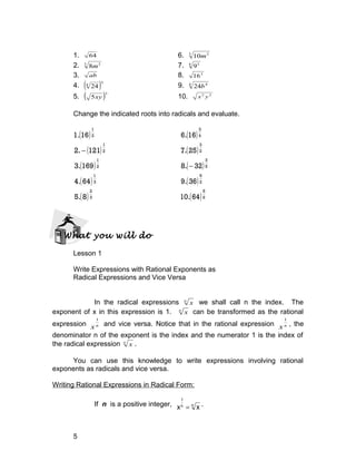 Mathematics 9 Radical Expressions (1) | DOC