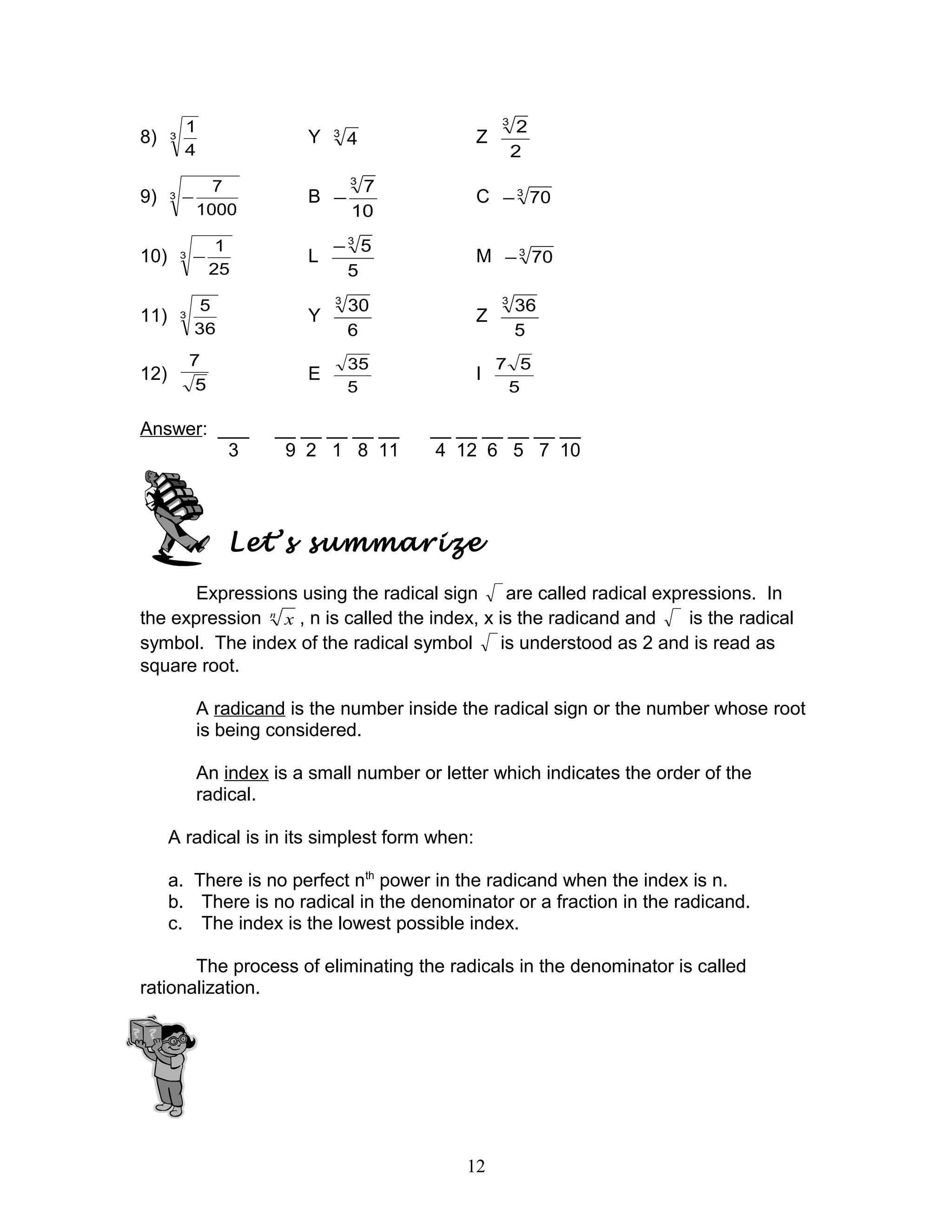 Mathematics 9 Radical Expressions (2) | DOC