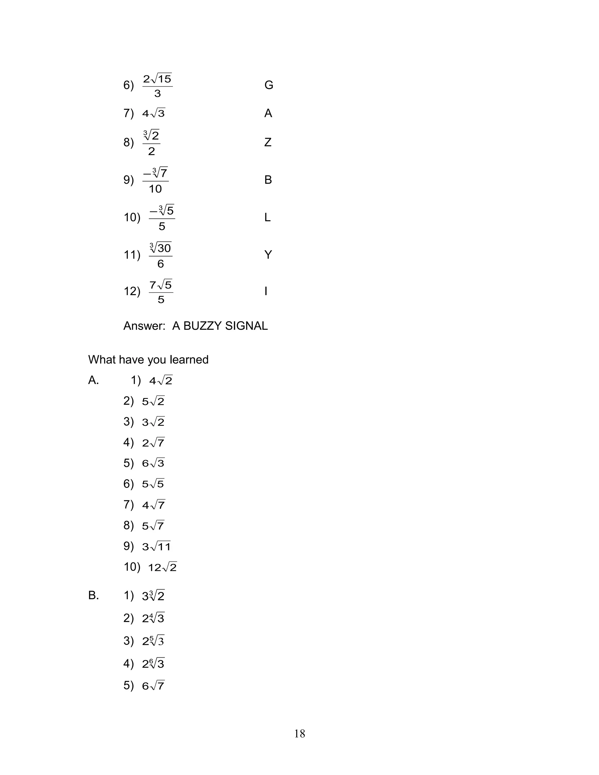 Mathematics 9 Radical Expressions (2) | DOC