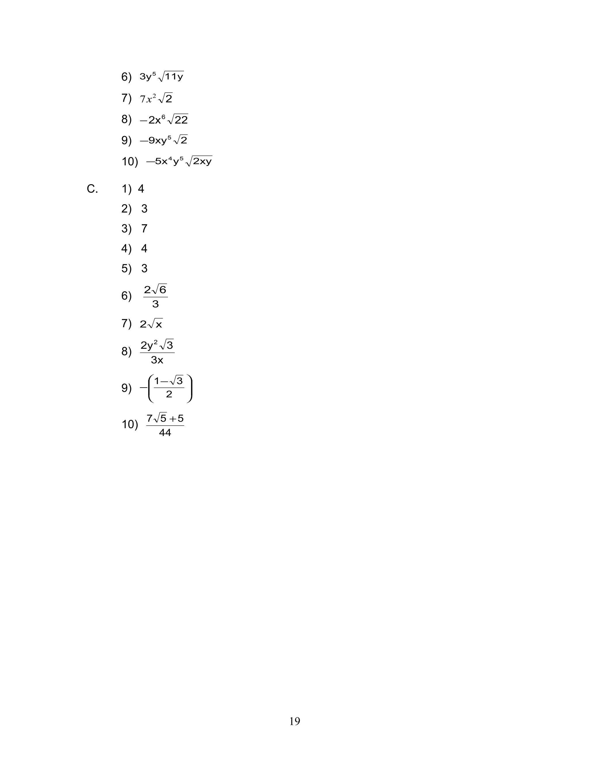 Mathematics 9 Radical Expressions (2) | DOC