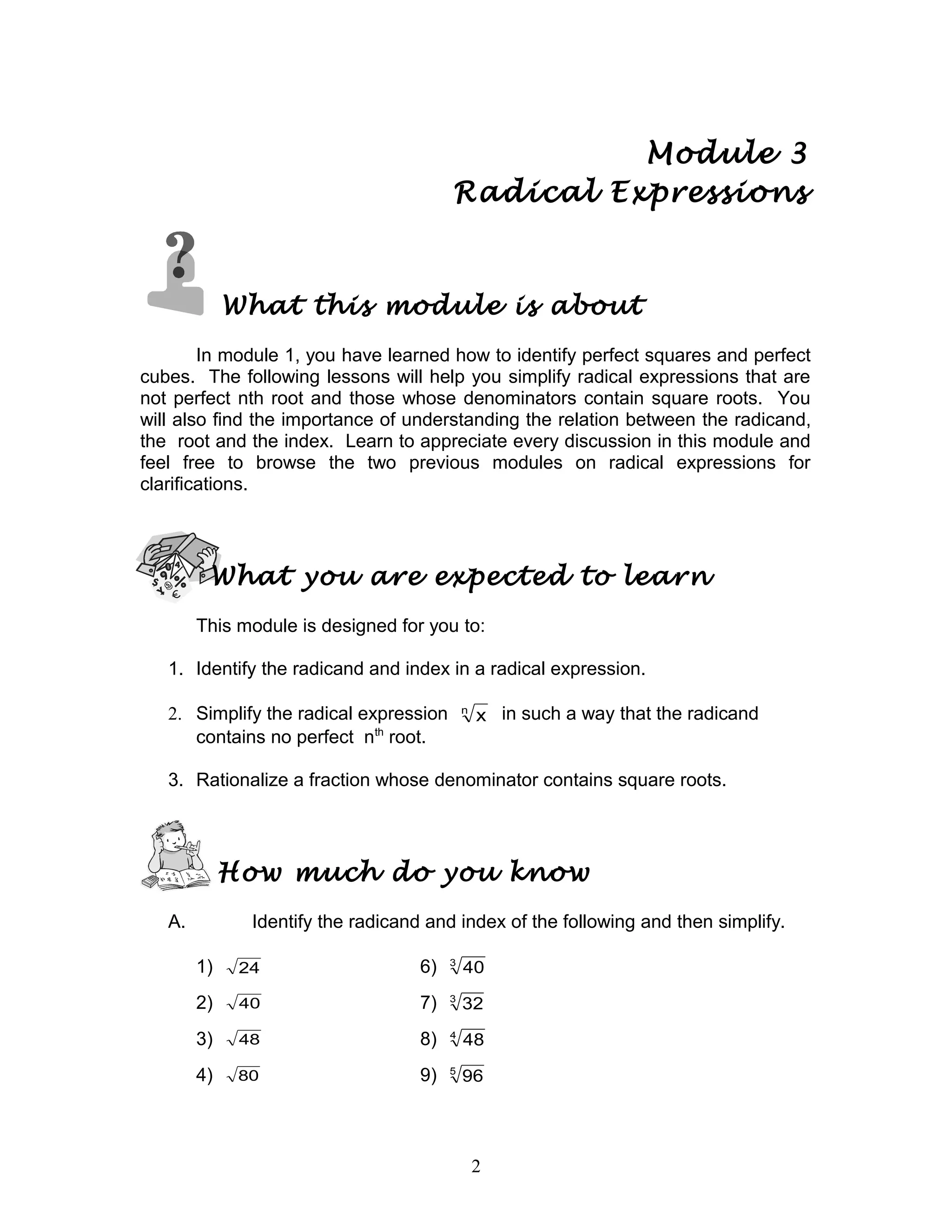Mathematics 9 Radical Expressions (2) | DOC