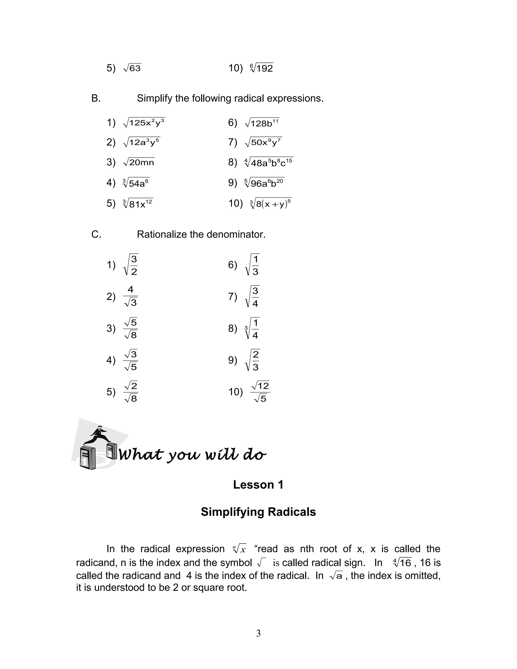 Mathematics 9 Radical Expressions (2) | DOC
