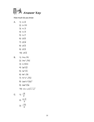 Mathematics 9 Radical Expressions (2) | DOC