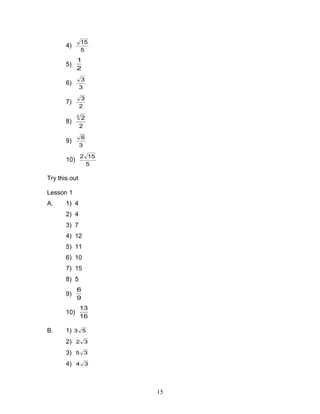 Mathematics 9 Radical Expressions (2) | DOC