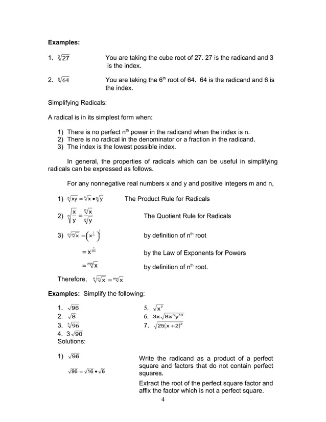 Mathematics 9 Radical Expressions (2) | DOC | Secondary Education ...