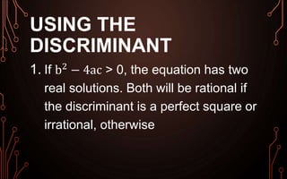 Mathematics 9 Lesson 1-C: Roots and Coefficients of Quadratic Equations ...