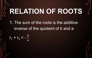 Mathematics 9 Lesson 1-C: Roots and Coefficients of Quadratic Equations ...