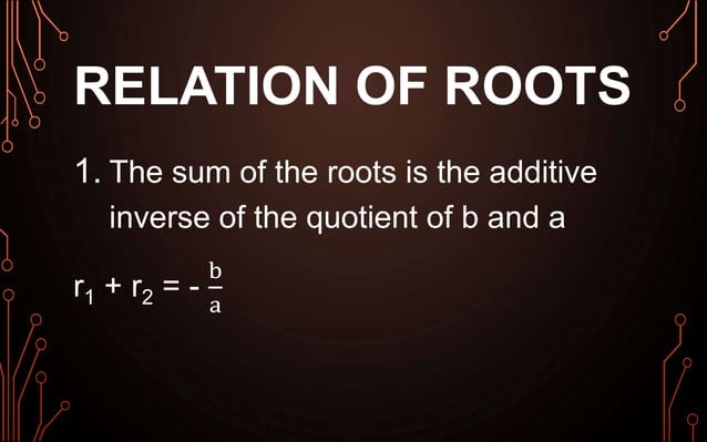 Mathematics 9 Lesson 1-C: Roots and Coefficients of Quadratic Equations ...