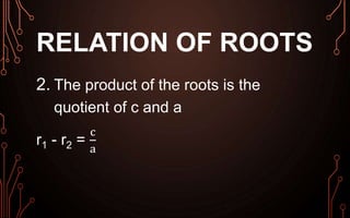 Mathematics 9 Lesson 1-C: Roots and Coefficients of Quadratic Equations ...