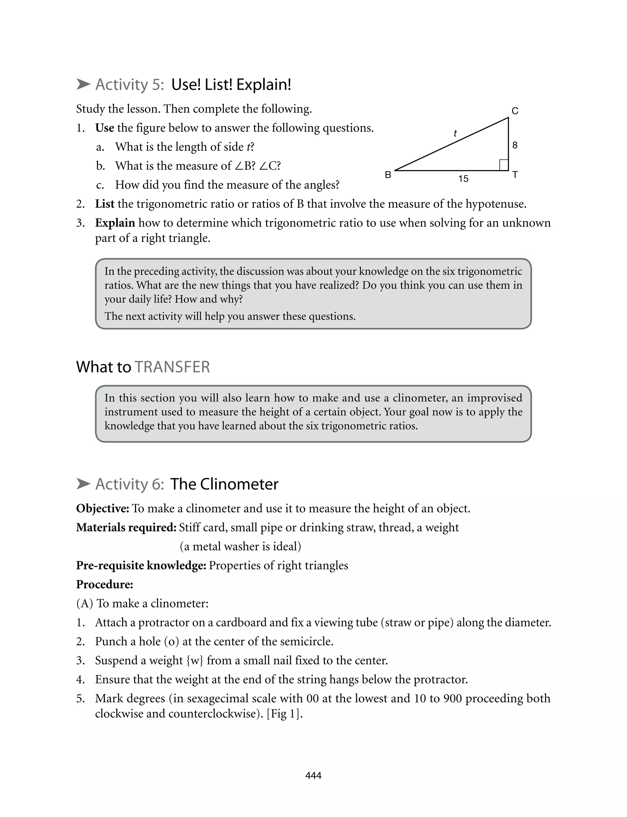 Mathematics 9 Six Trigonometric Ratios | PDF