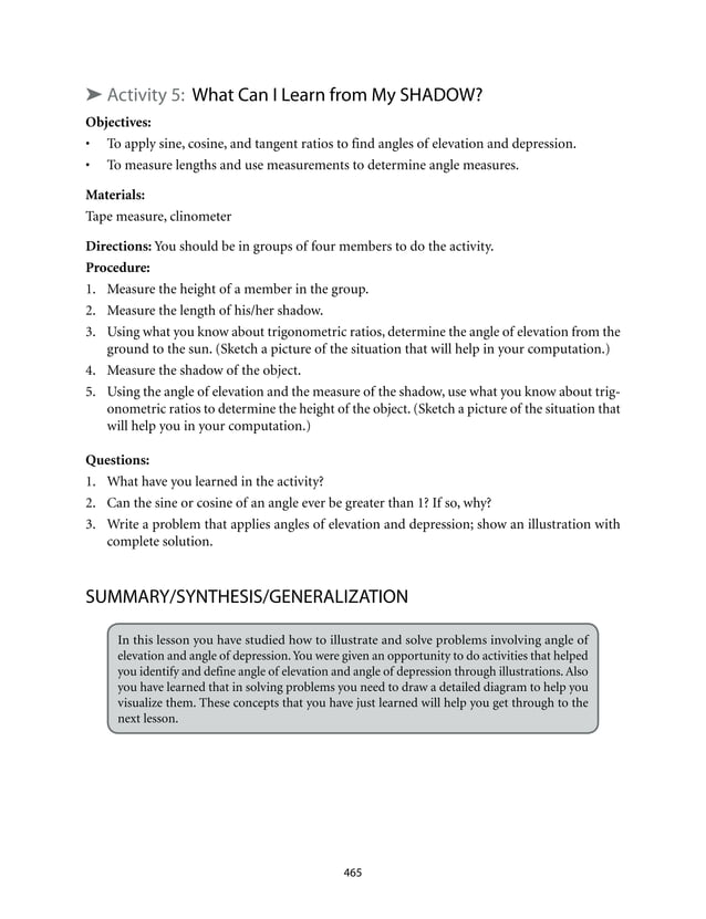 Mathematics 9 Six Trigonometric Ratios