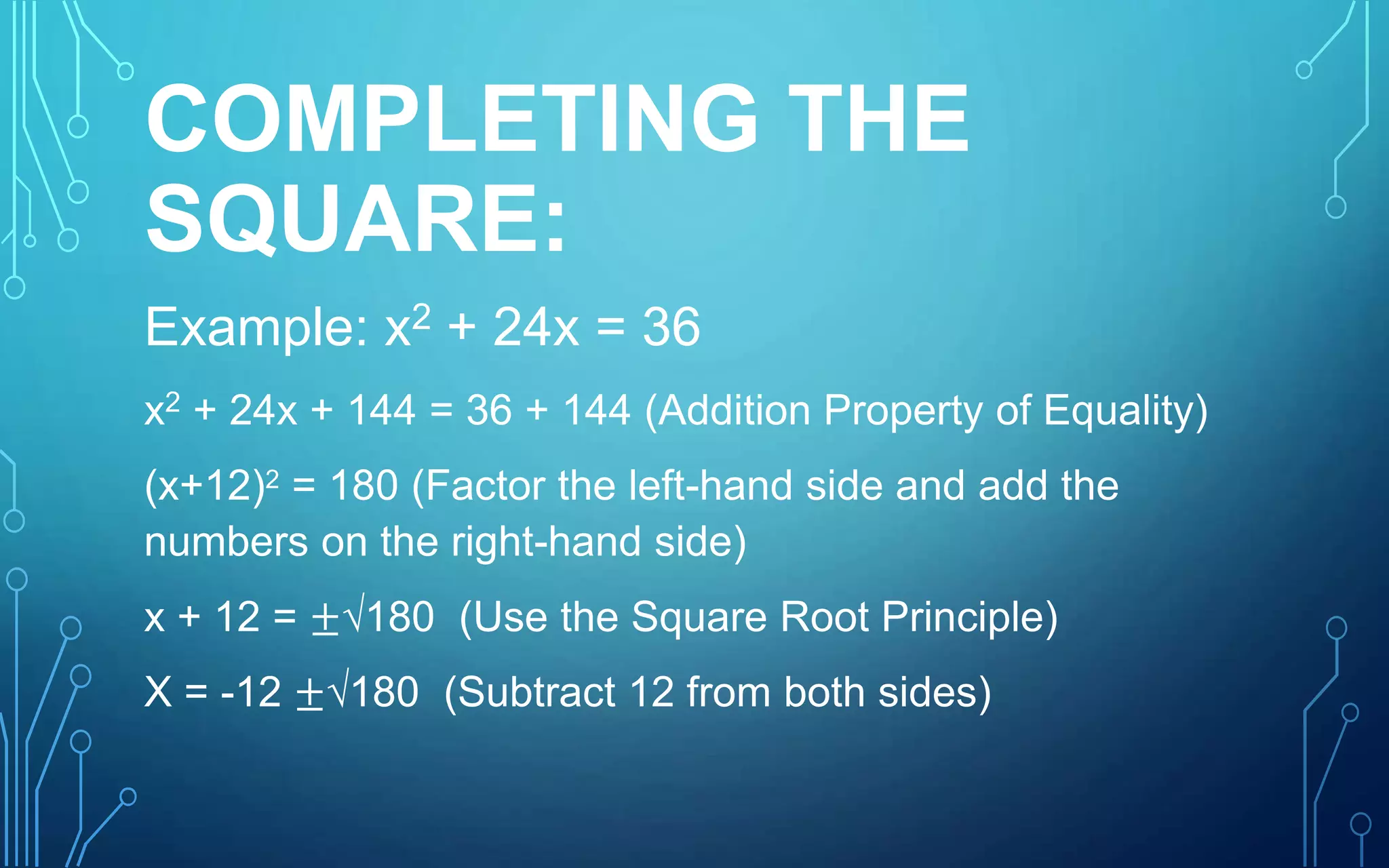 Mathematics 9 Lesson 1-A: Solving Quadratic Equations by Completing the ...