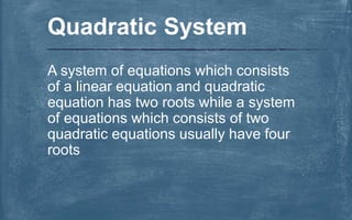 Mathematics 9 Lesson 1-D: System of Equations Involving Quadratic ...