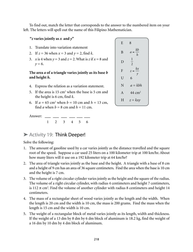 Mathematics 9 Variations | PDF