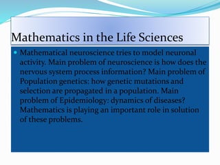 Mathematics applied in major fields of science and technology | PPTX