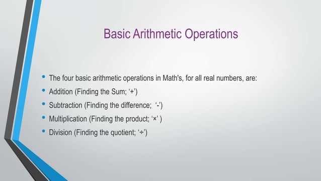 Mathematics Basic operations, fractions decimals and percentage.pptx ...