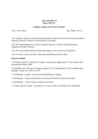 Mathematics BSc Sem V, VI syllabus.pptx | Educational Assessment | Education