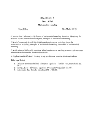 Mathematics BSc Sem V, VI syllabus.pptx | Educational Assessment ...