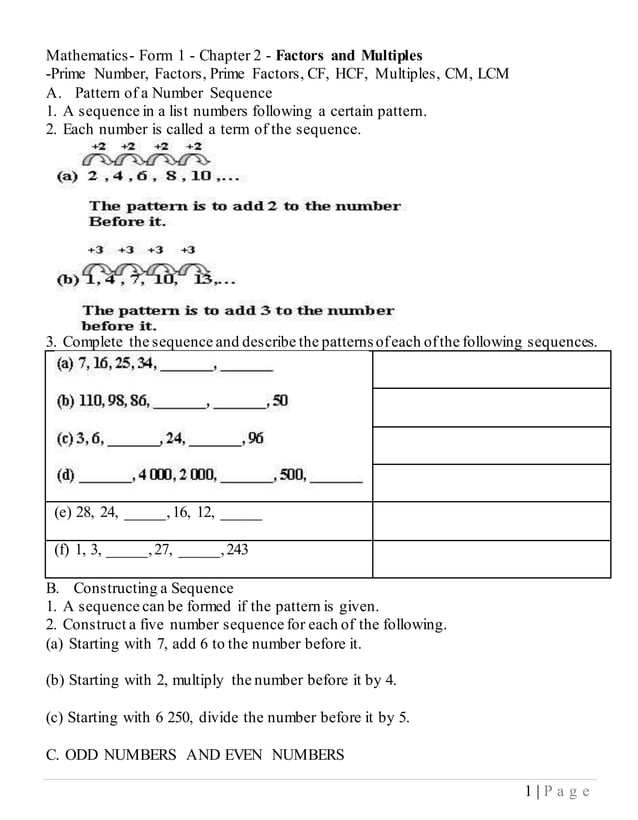 [NEW] Mathematics Form 1-Chapter 2 Factors and Multiples -Prime Number, Factors, Prime Factors ...