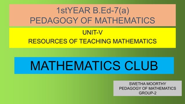 Mathematics club | PPTX | Homework and Study | Education