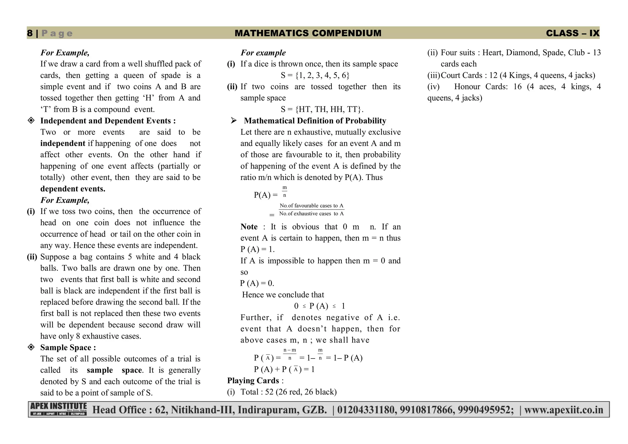 Mathematics compendium for class ix | PDF