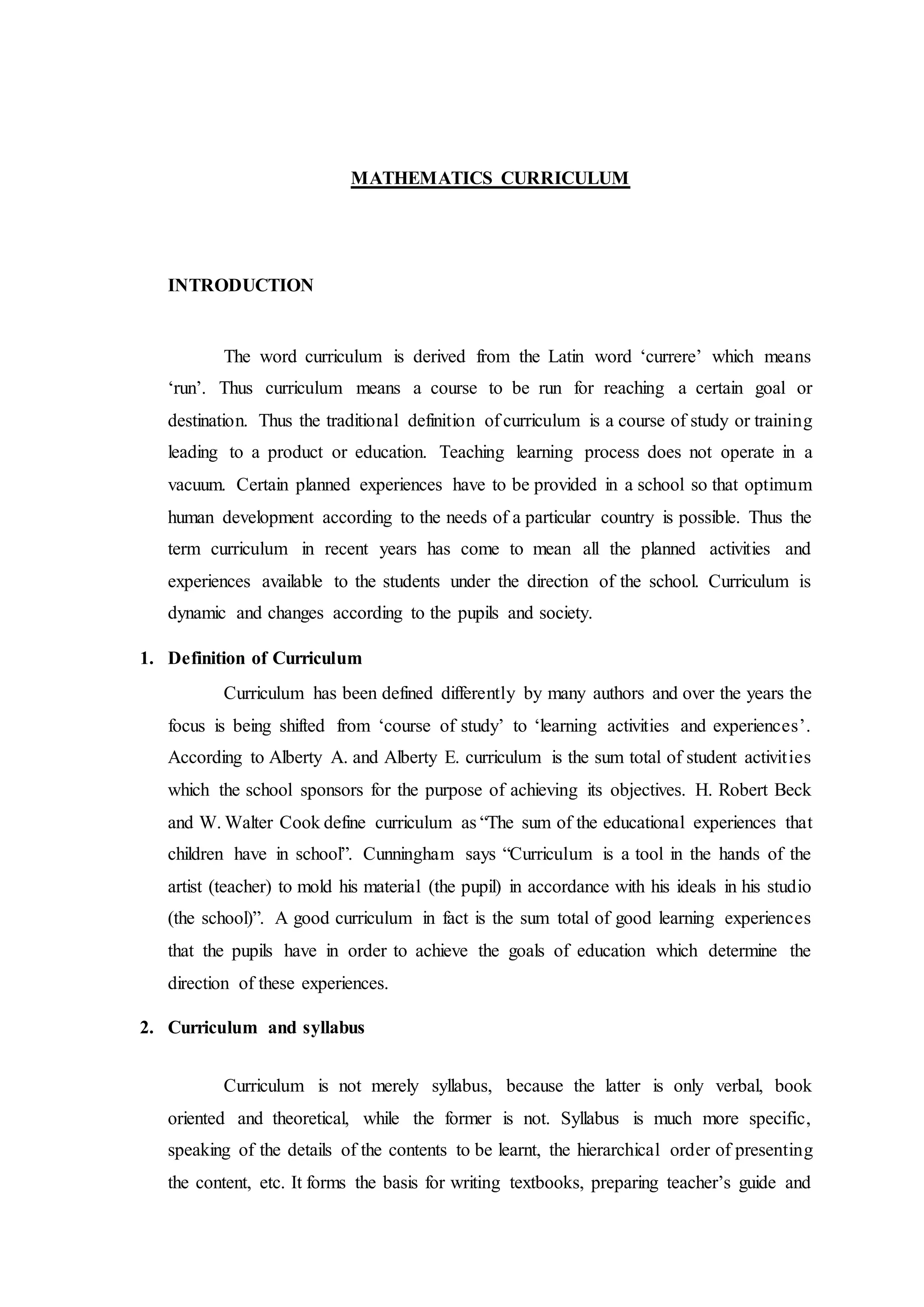 Mathematics curriculum | DOCX