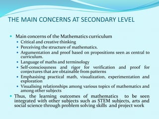MATHEMATICS CURRICULUM FRAMEWORK AT SECONDARY STAGE UNDER NATIONAL ...