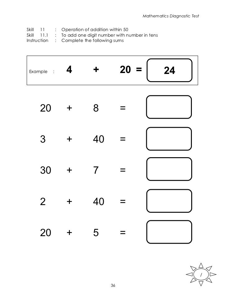 Mathematics diagnostics test
