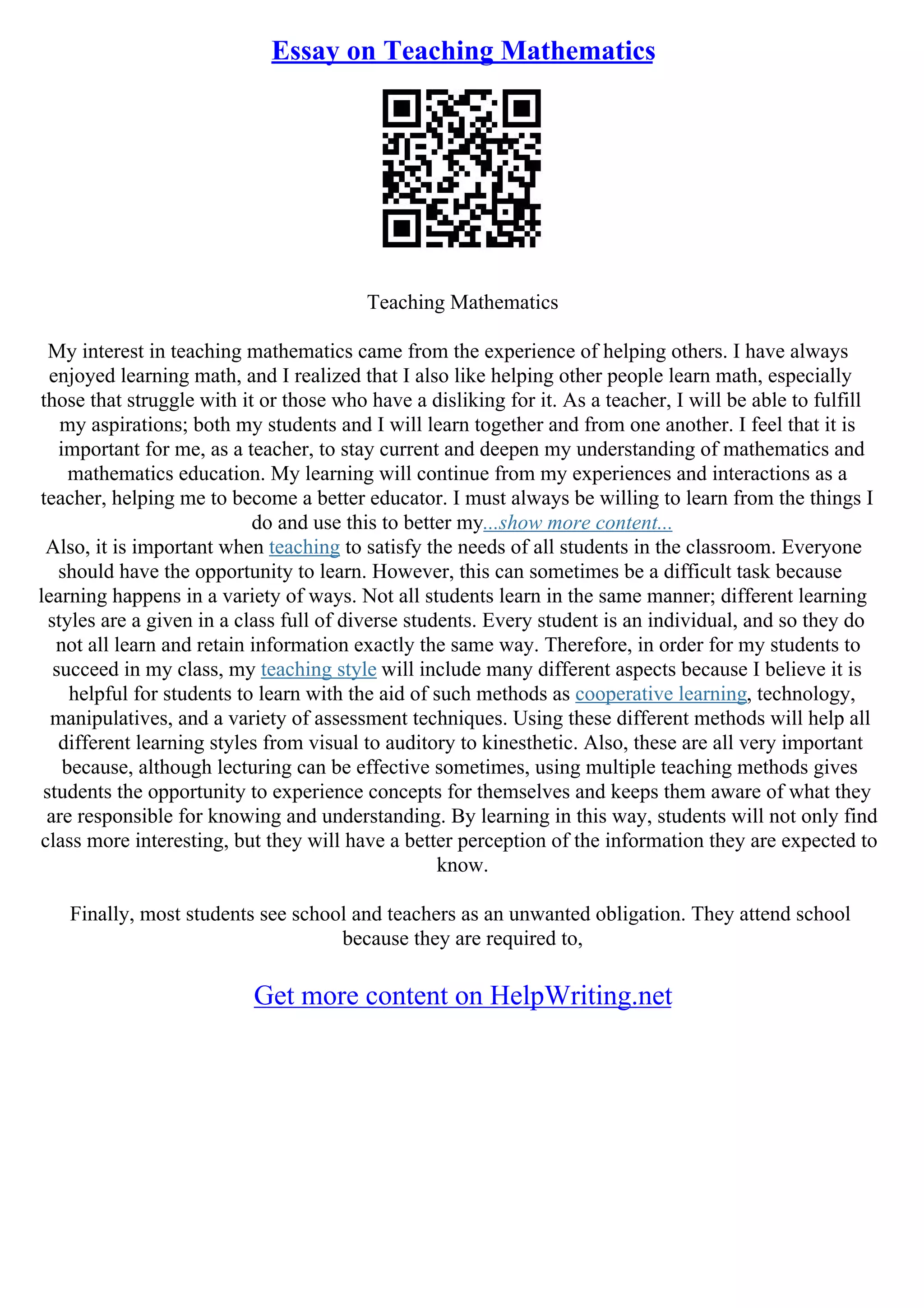 Mathematics Essay Topics | PDF