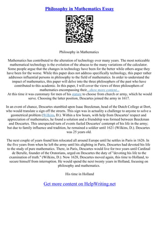 Mathematics Essay Topics | PDF