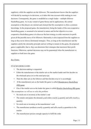 Stackelberg's Game in Moser Baer -Cost Estimation - Mathematics for ...