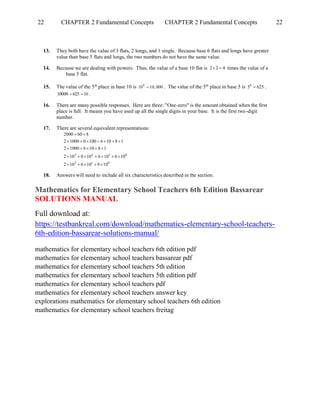 Mathematics for elementary school teachers 6th edition bassarear ...