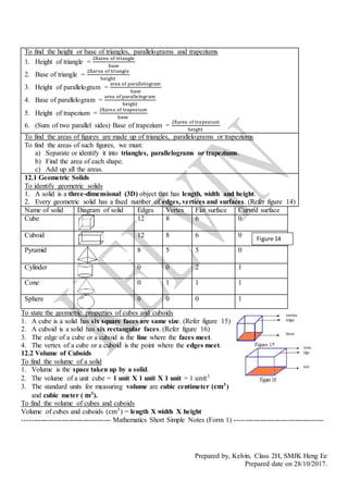 Mathematics form 1&2 short simple notes By Kelvin 2H/2017 | DOCX