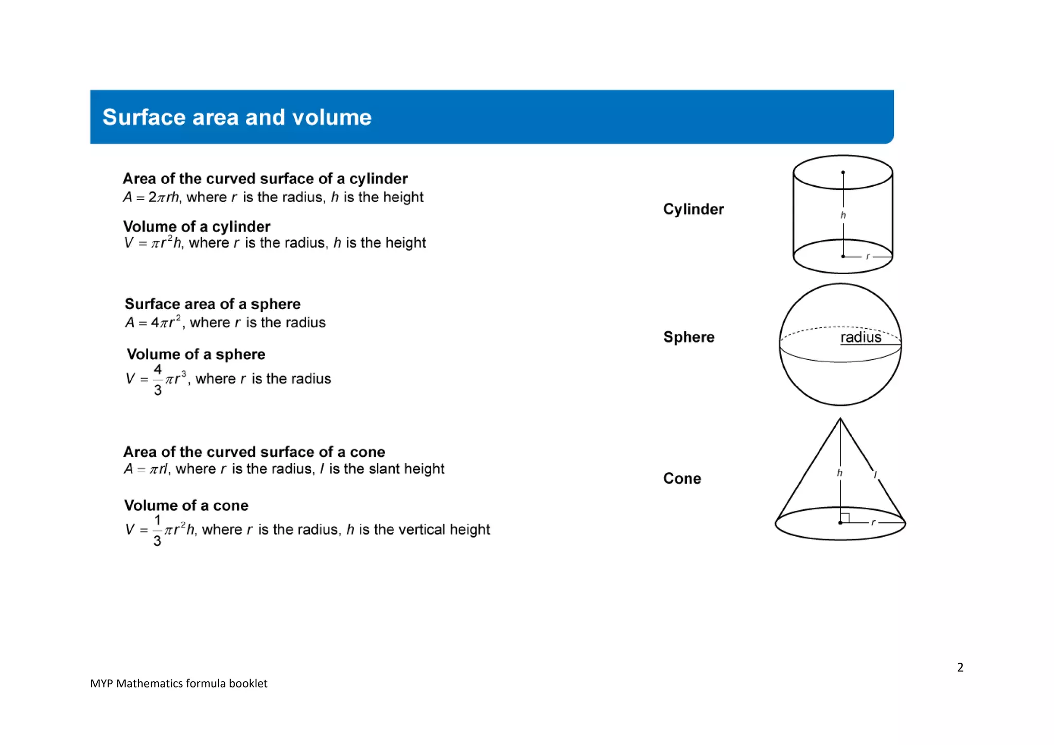 Mathematics formula booklet | PDF