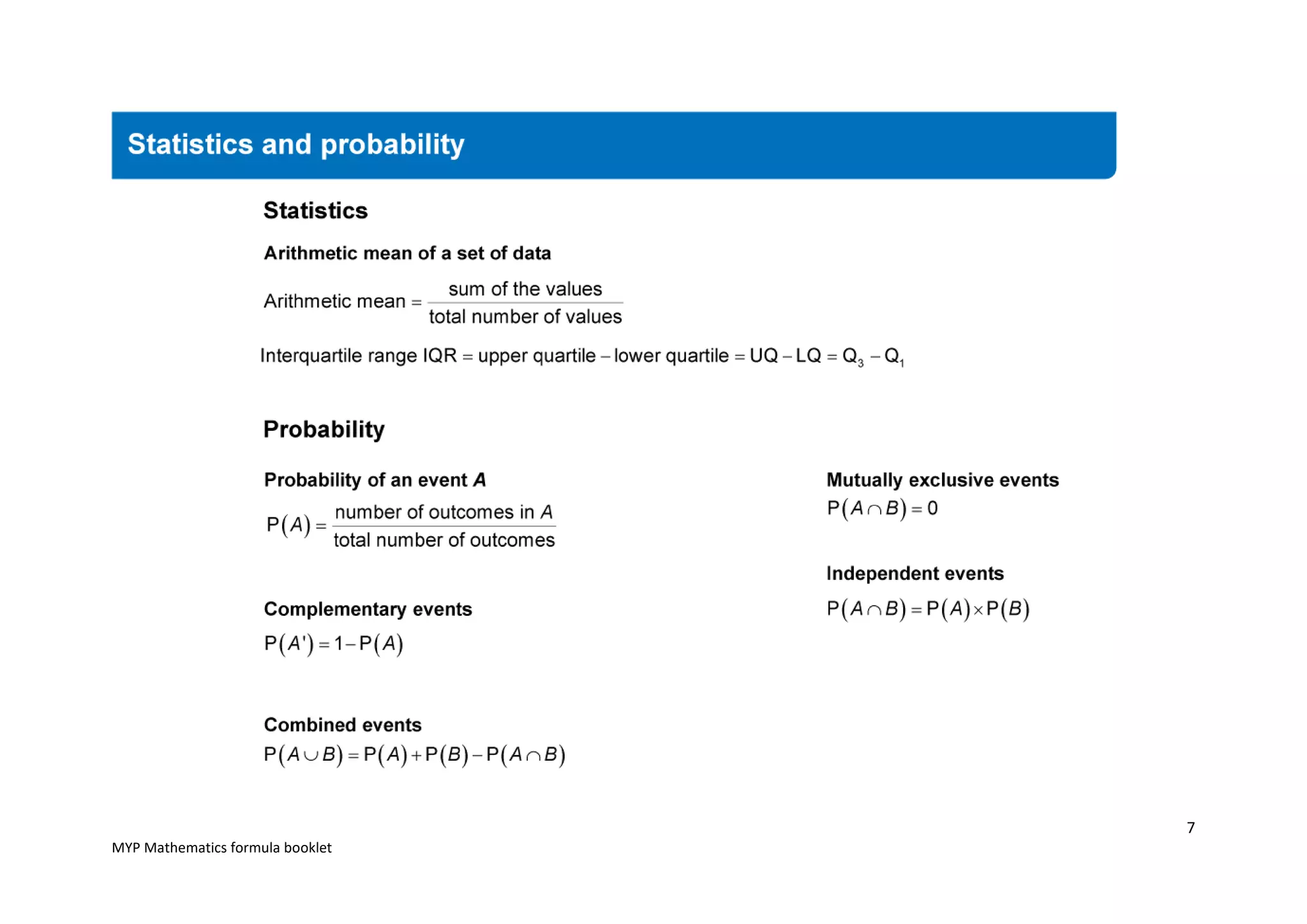 Mathematics formula booklet | PDF