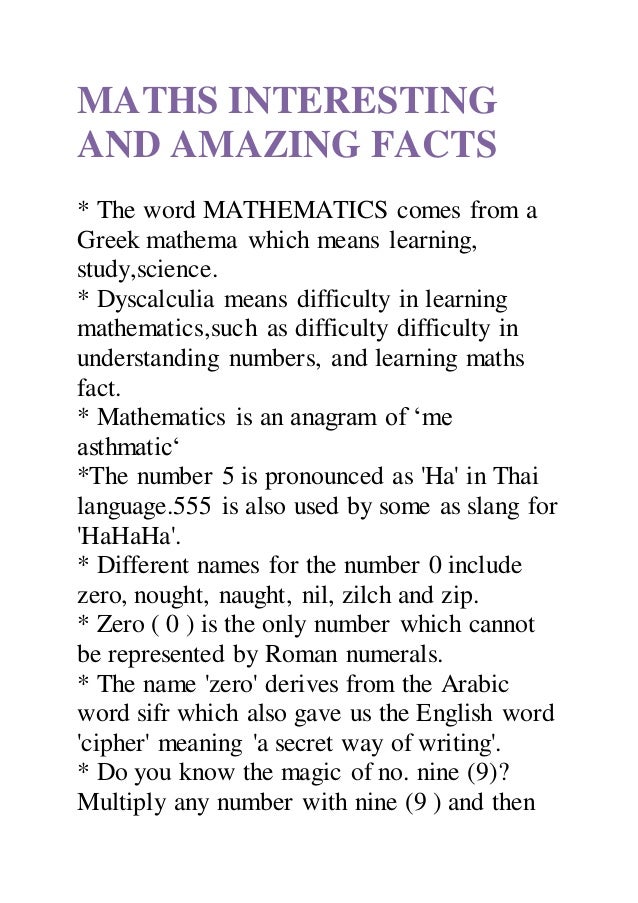 Mathematics Fun Mathematics Fun