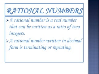 Numbers- Whole, Rational, Integers | PPTX