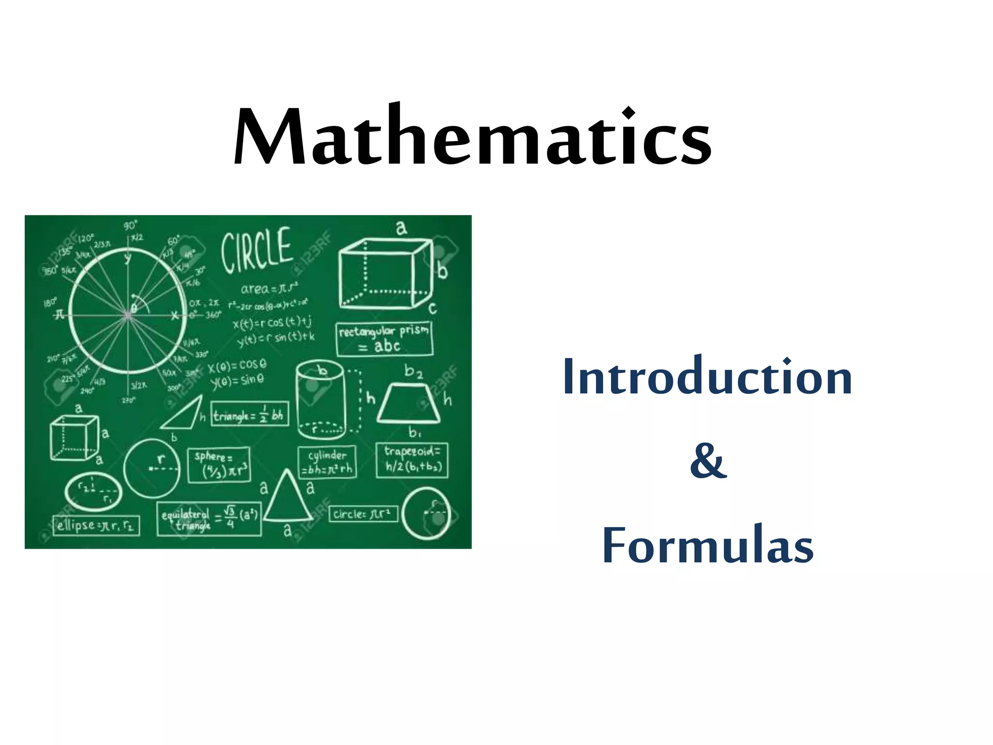 Mathematics introduction and formulas | PPSX | Physics | Science
