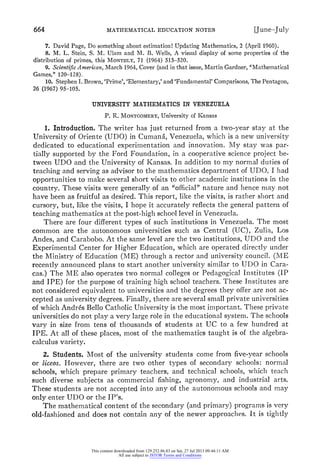 Mathematics in Venezuela in the sixties by P. R Montgomery (1936-2013 ...