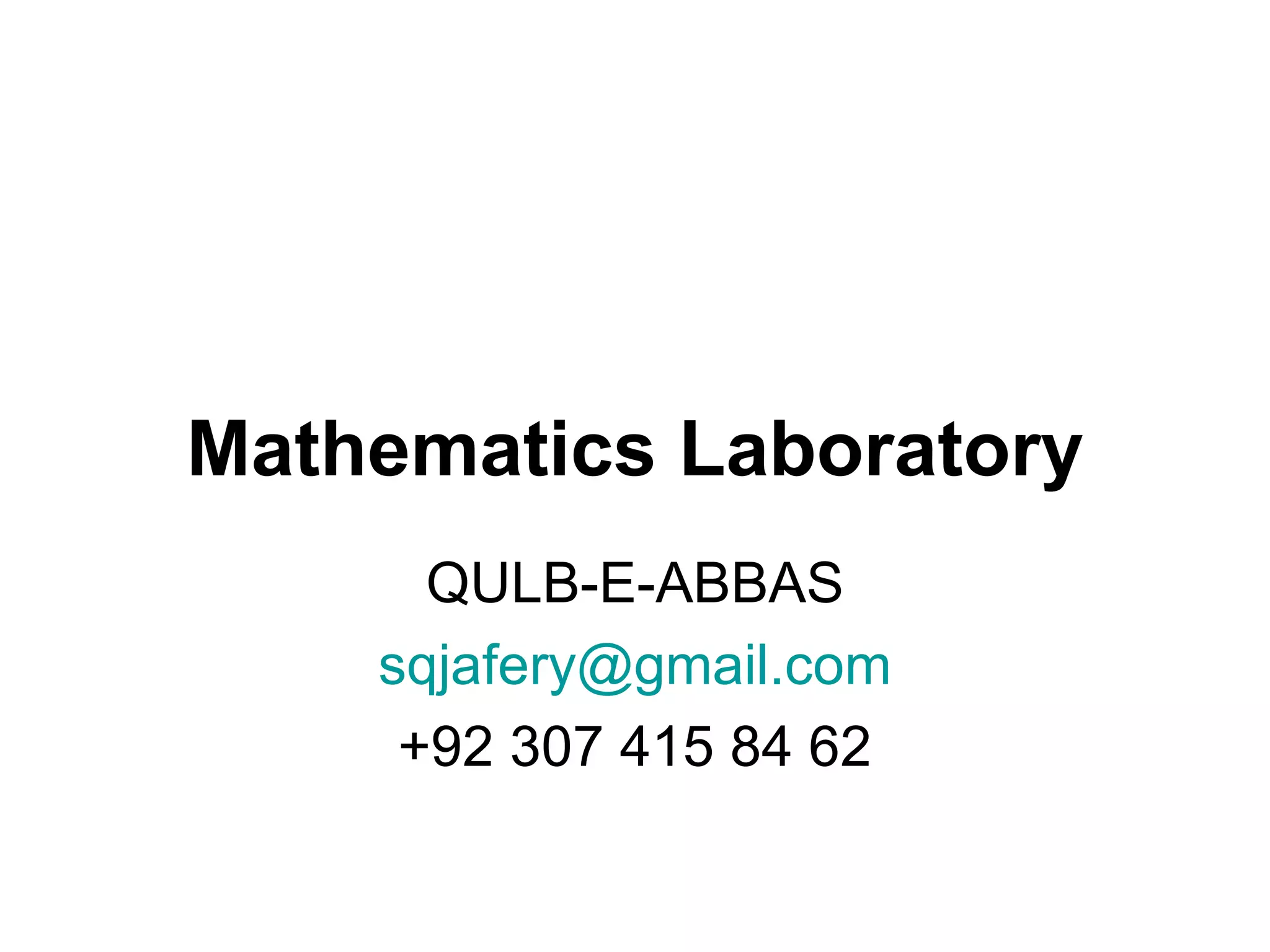 Mathematics laboratory | PPT