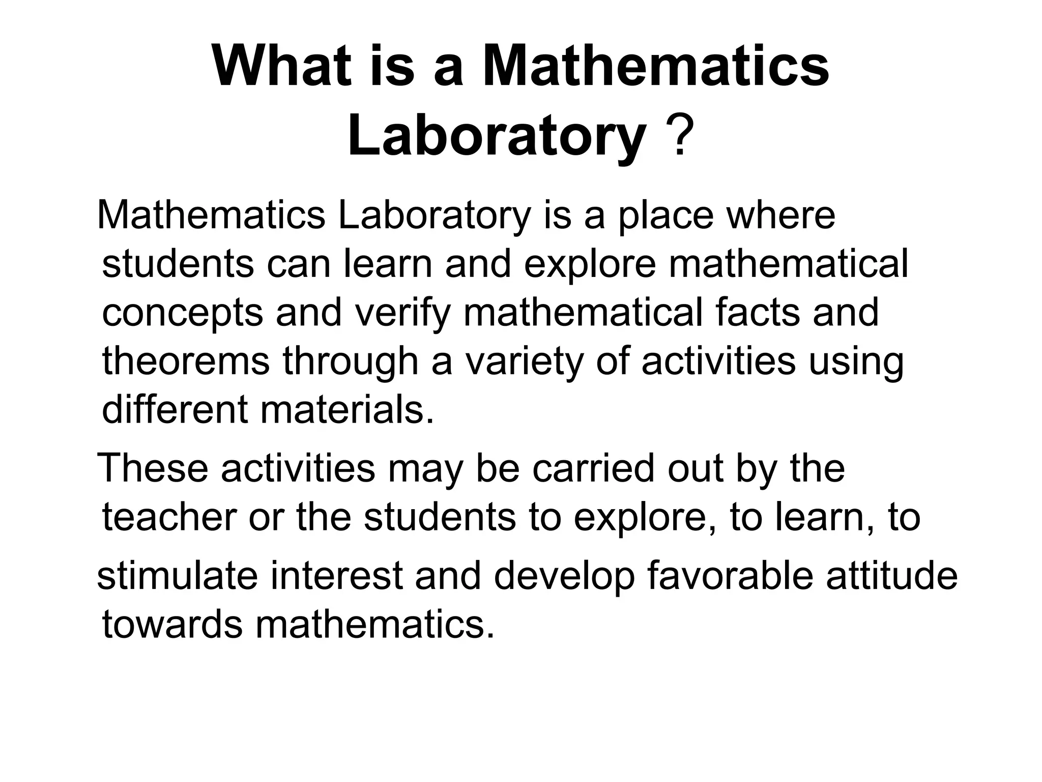 Mathematics laboratory | PPT