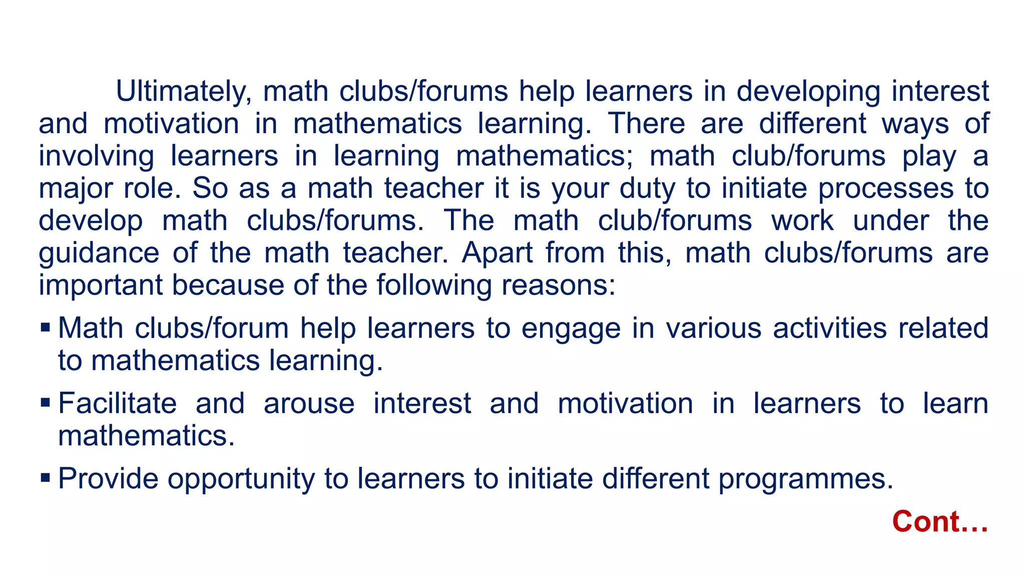 Mathematics laboratory & mathematics club | PPTX