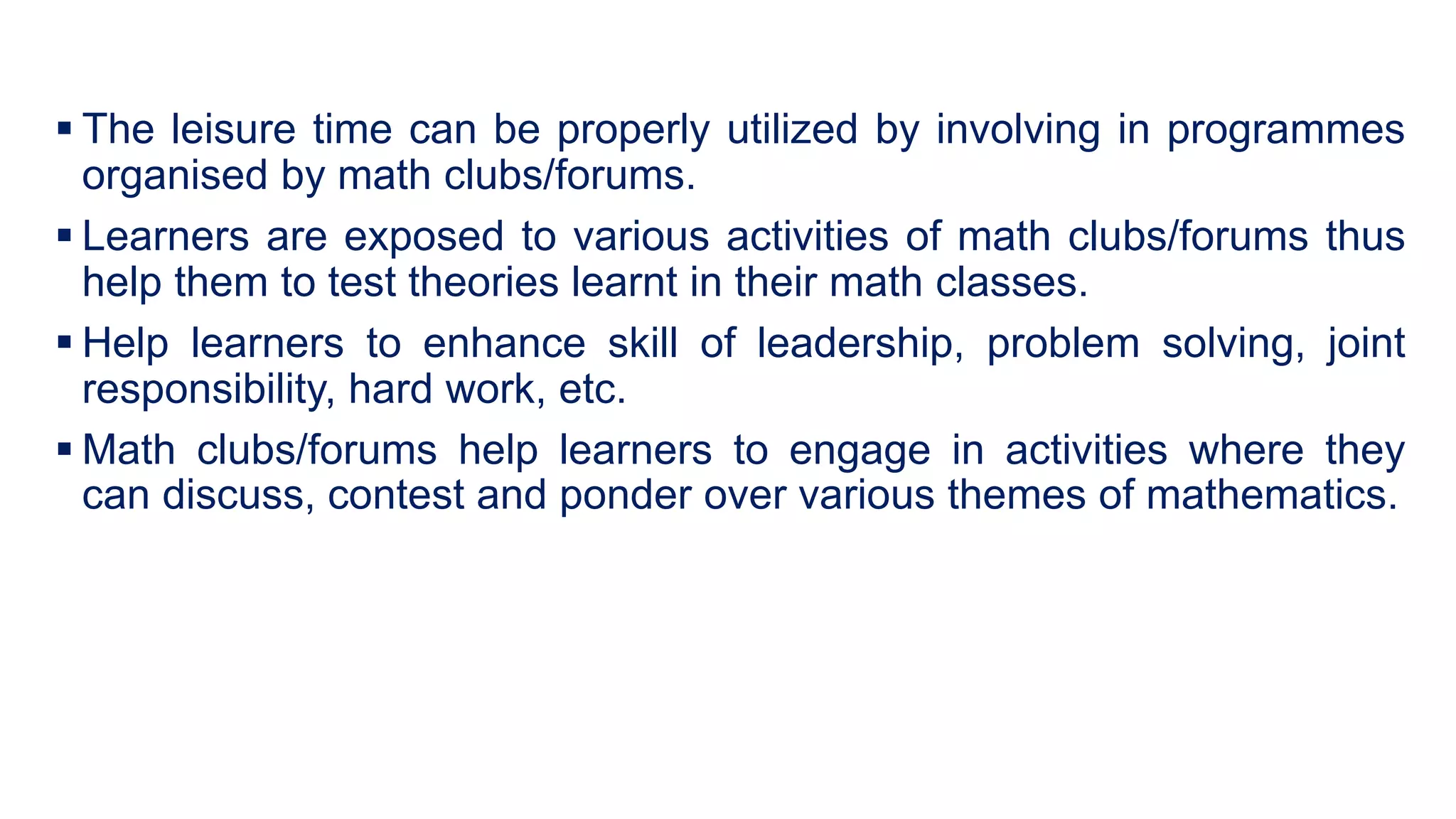 Mathematics laboratory & mathematics club | PPTX