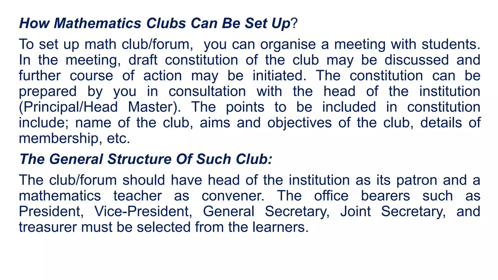 Mathematics laboratory & mathematics club | PPTX