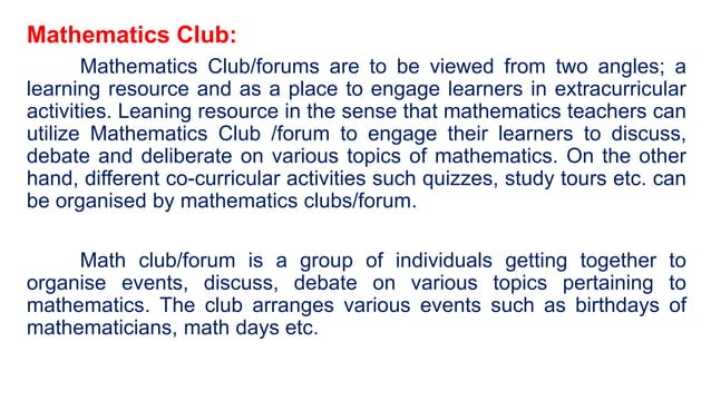 Mathematics laboratory & mathematics club | PPTX