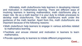 Mathematics laboratory & mathematics club | PPTX