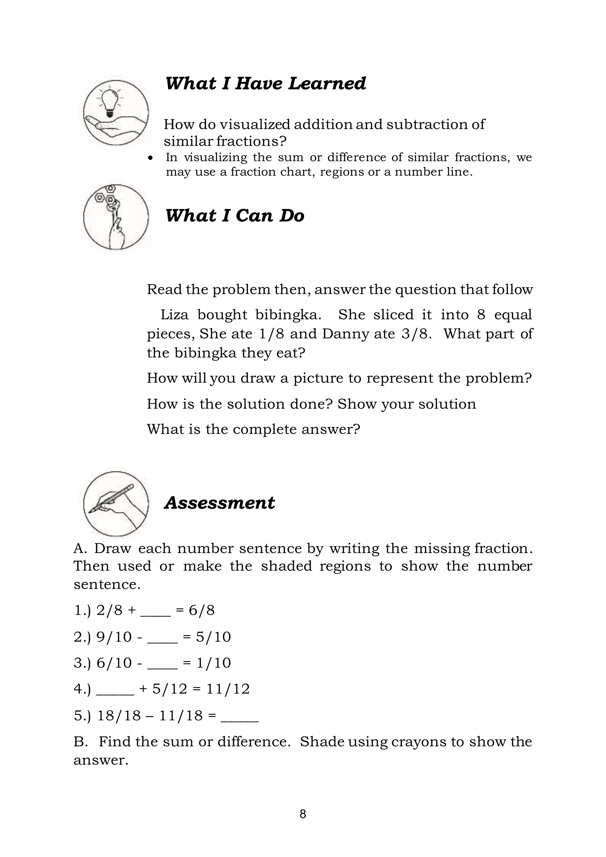 Mathematics module 33 visualizing addition or subtraction of similar ...