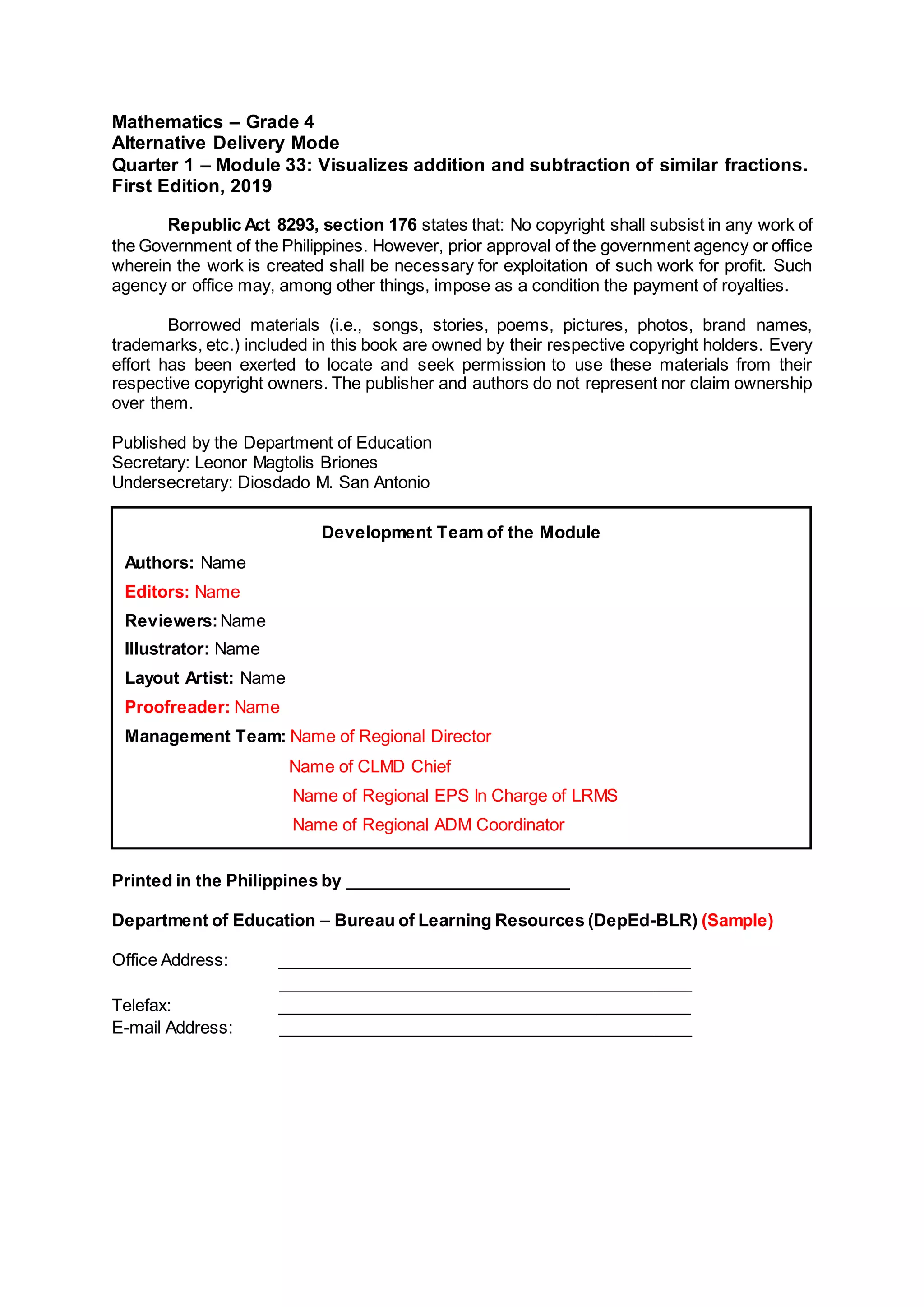 Mathematics module 33 visualizing addition or subtraction of similar ...