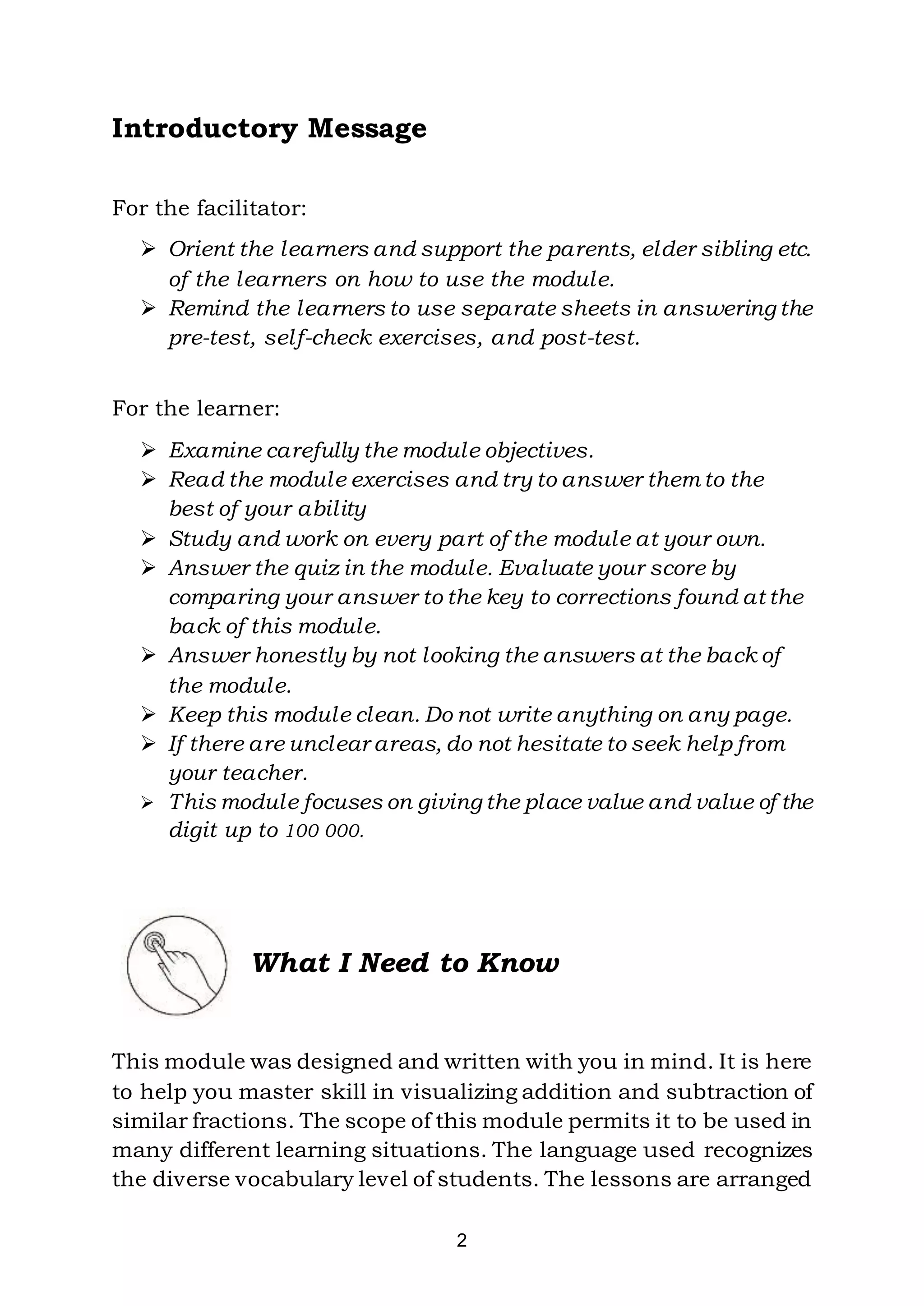 Mathematics module 33 visualizing addition or subtraction of similar ...